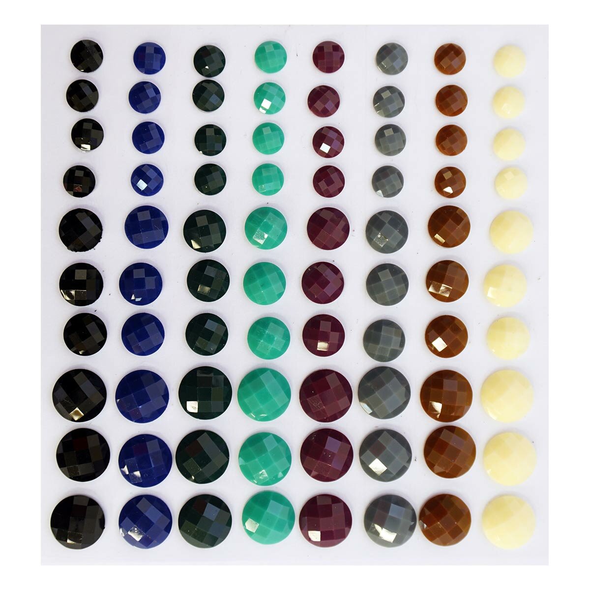 319285 Стразы декоративные клеевые черный, синий, коричневый, желтый, зеленый микс