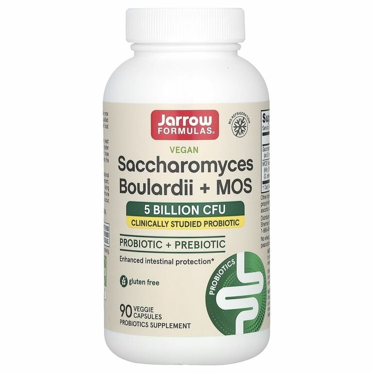 Jarrow Formulas, Сахаромицеты Буларди + MOS, Saccharomyces Boulardii, 90 капсул