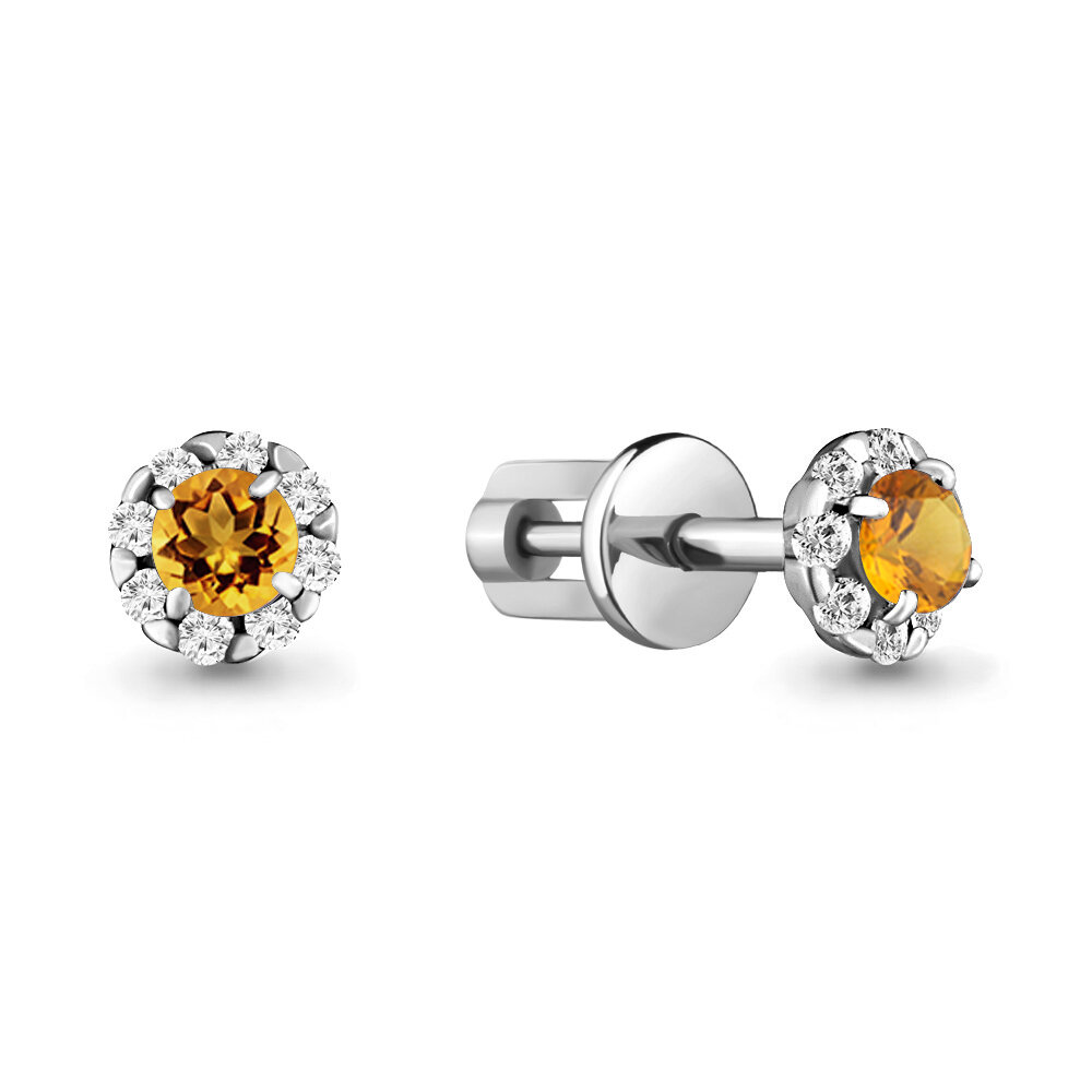 Серьги Яхонт, серебро, 925 проба, цитрин, фианит