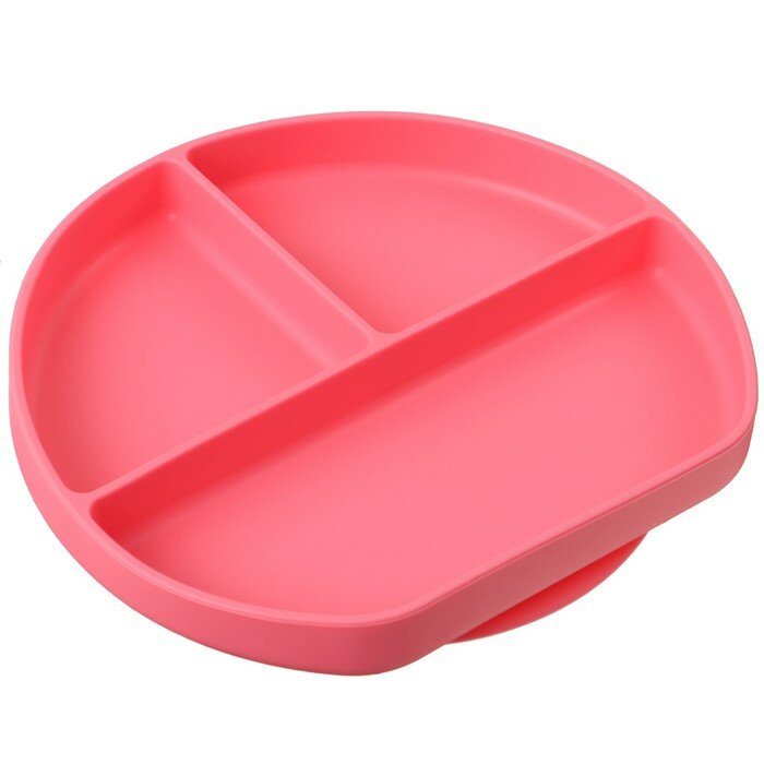 Тарелка детская 3 секции на присоске, Крошка Я, 20,5х19х3, розовый