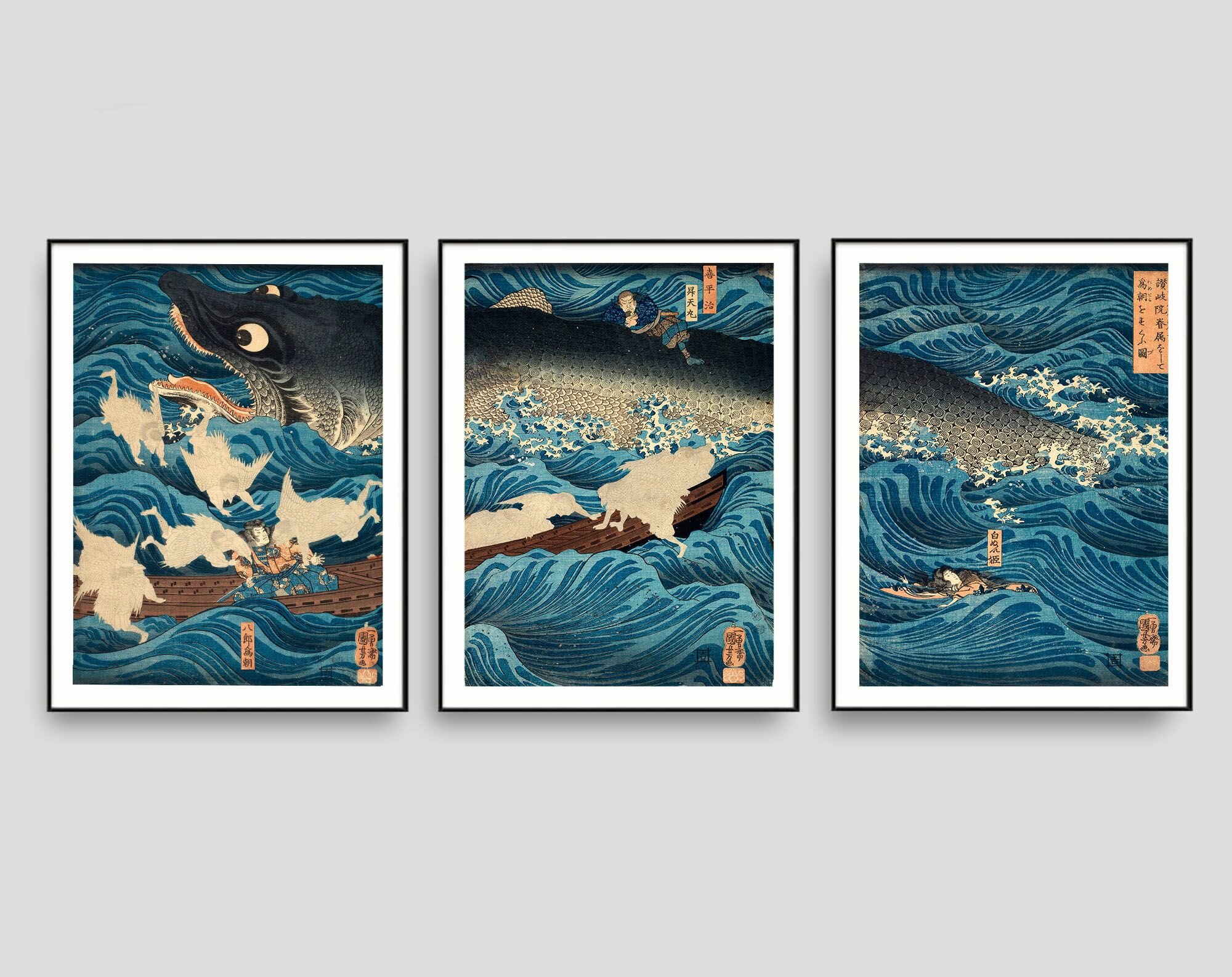 Набор постеров Японская Готика/ трио 3 шт размер А4/ Японское искусство