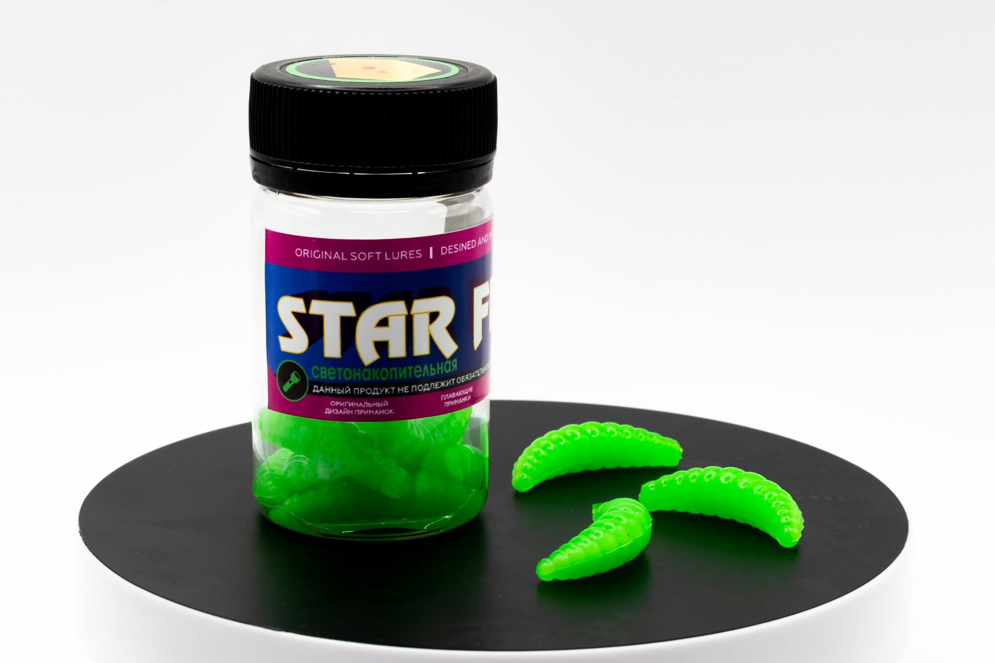 Форелевая силиконовая приманка Maggot 1.3. светонакопительная зеленая