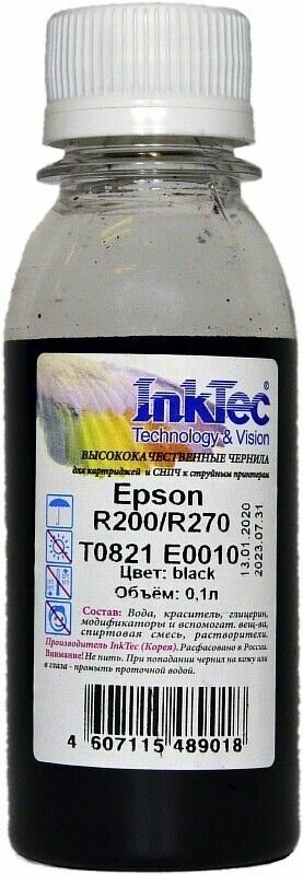 Чернила для Epson R200/R270/R290/T50/P50/L800, 0,1л, InkTec, black.