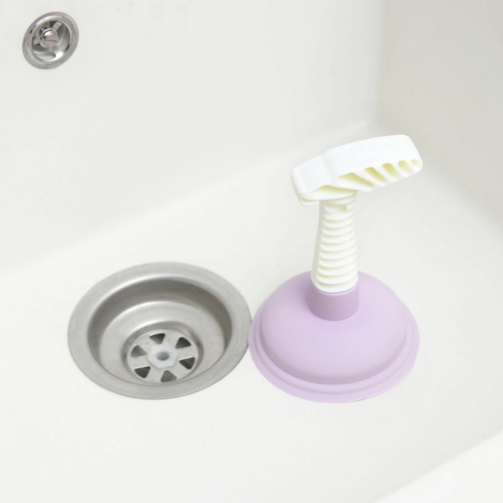 Вантуз для раковины, ванны, душевой кабины резиновый сантехнический пластиковый d-10,5 см, h-15,5 см, разноцветный