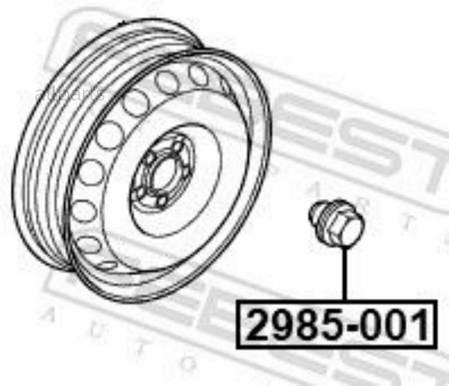 FEBEST 2985-001 Гайка колесная M14x1.5 L46.7 FEBEST 2985-001