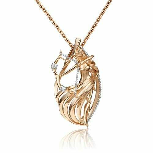 Подвеска, комбинированное золото, 585 проба, родирование