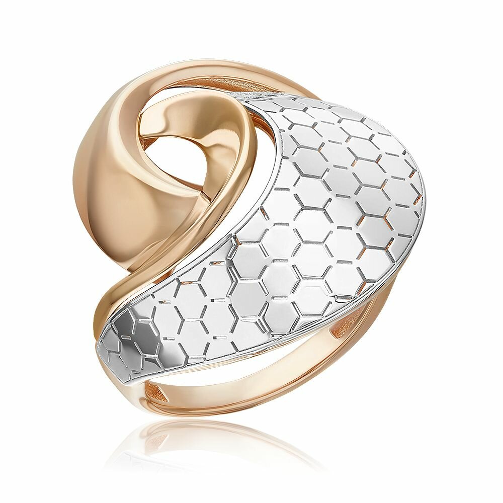 Кольцо, комбинированное золото, 585 проба, родирование