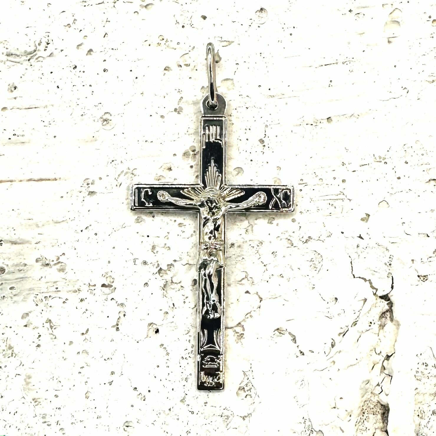 Крестик, серебро, 925 проба, родирование