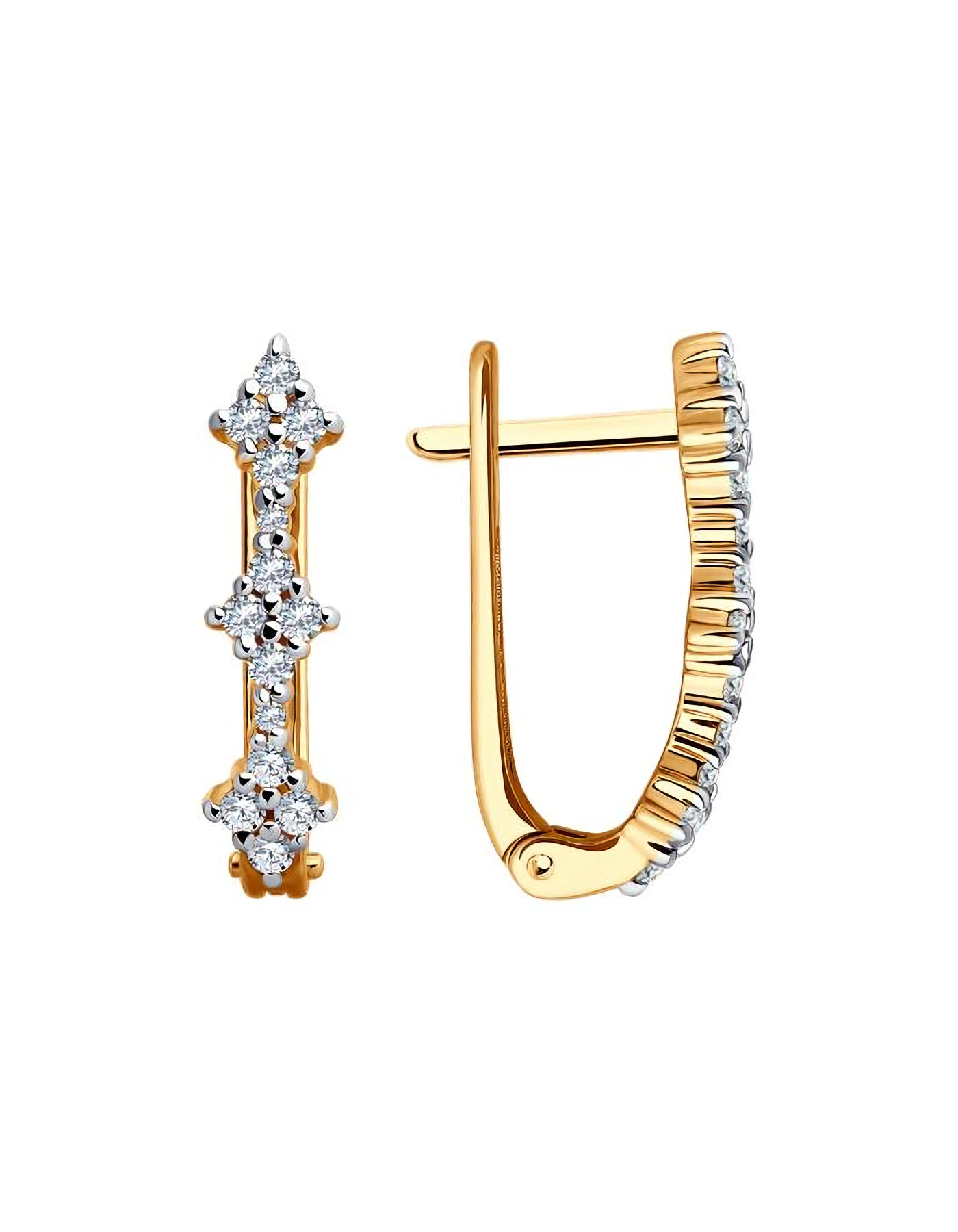 Серьги, красное золото, 585 проба, фианит