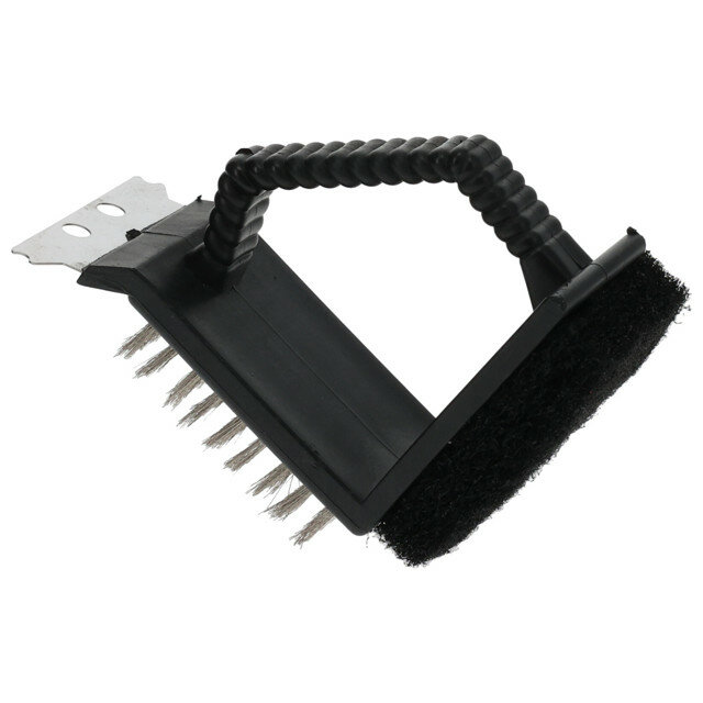 Щетка для гриля 3в1 10x7x12 см нерж. сталь/пластик ручка, чистка решеток и удаления налета