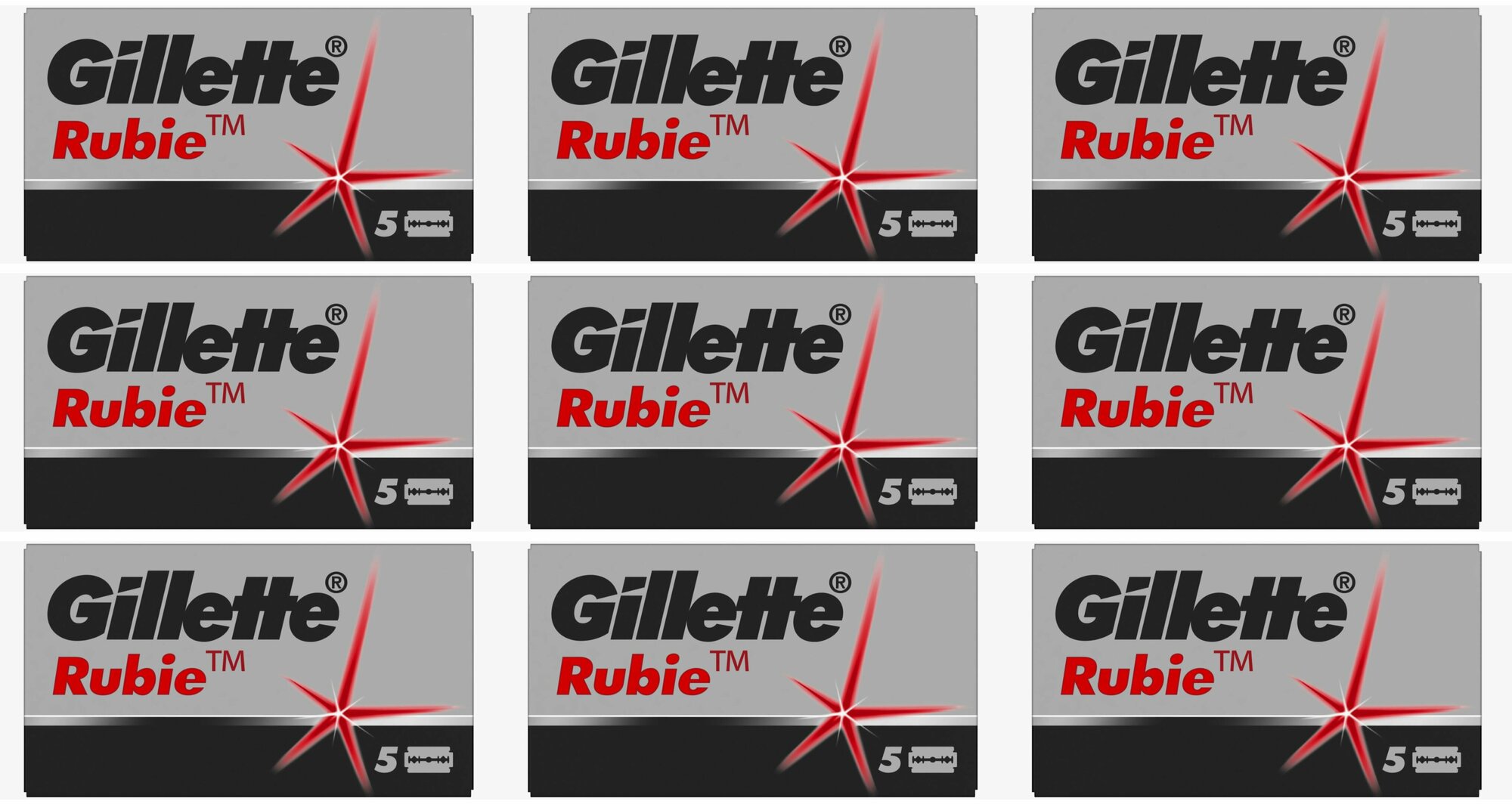 Gillette Лезвия для станка, Rubie, 5 шт, 9 уп/
