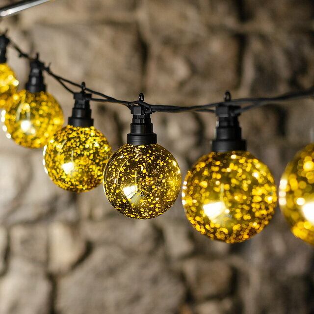 Гирлянда из лампочек Mercury, 10 ламп, теплые белые микро LED, 4.5 м, черный ПВХ, соединяемая, IP44, Kaemingk, 490181