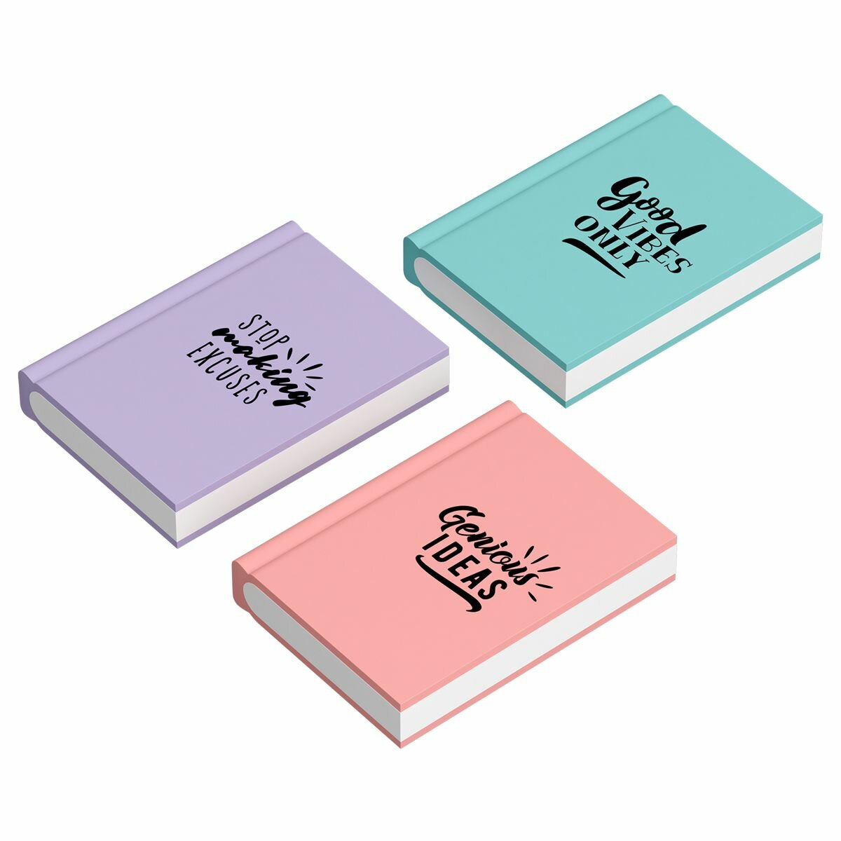 Набор из 3 шт. - Ластик Berlingo "Notebook", термопластичная резина, цвета ассорти, 48*34*8мм