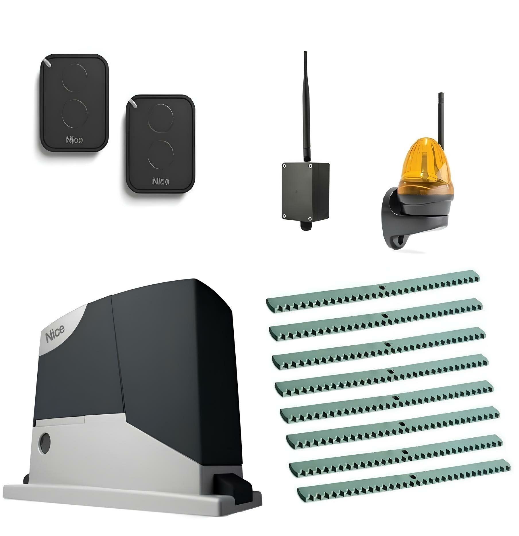 Автоматика для откатных ворот RD400KCE LK8-BT, комплект: привод, лампа, 2 пульта, Bluetooth-модуль, 8 реек