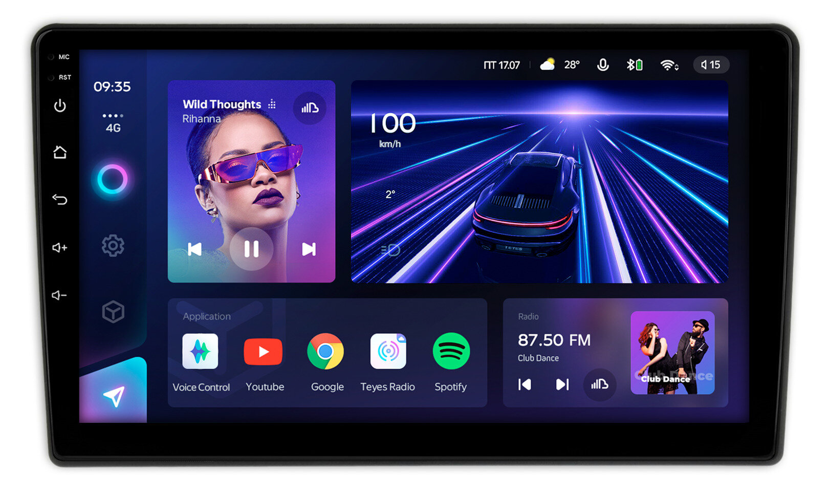 Штатная магнитола Teyes CC3 2K 6/128 9.5" RM-9-2800 Isuzu Bighorn 1991-2002 Android 10 (4G-SIM, DSP, QLed)