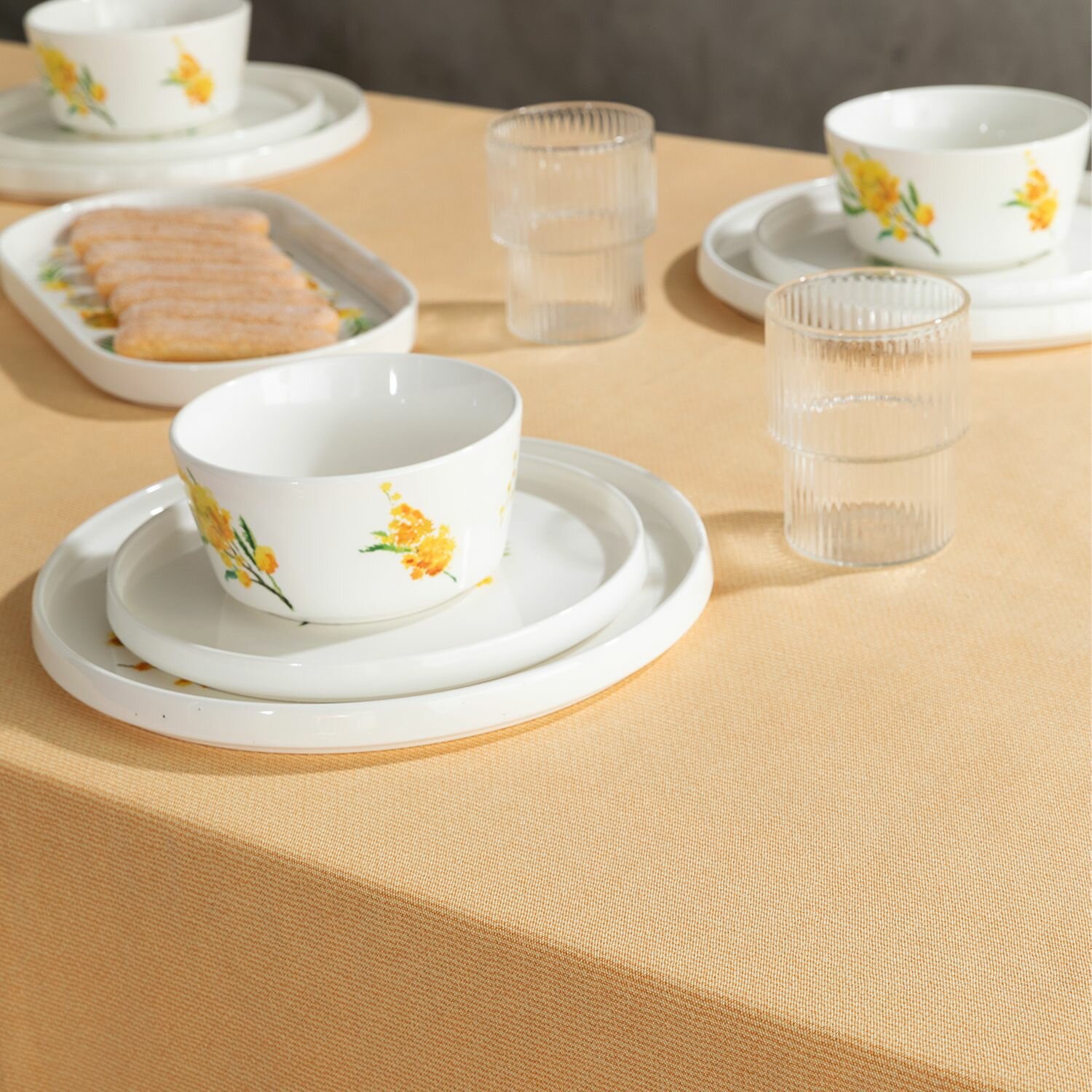 Скатерть "Мимоза/Mimosa", размер 145х145 см, рогожка, желтый