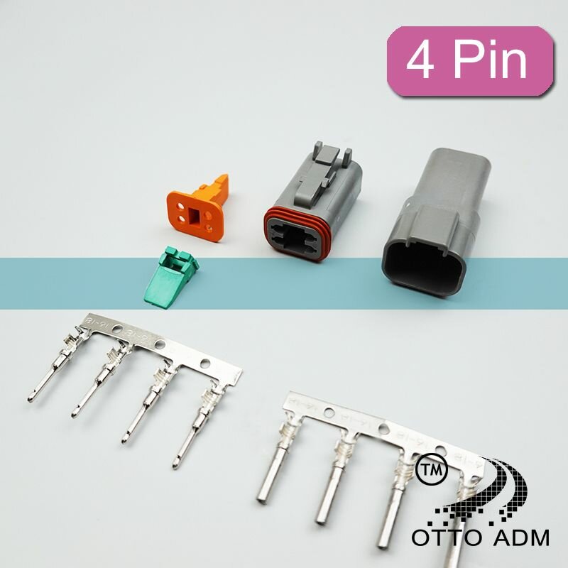 Разъем папа мама на четыре контакта, герметичный. Разъем 4 pin DT (комплект)
