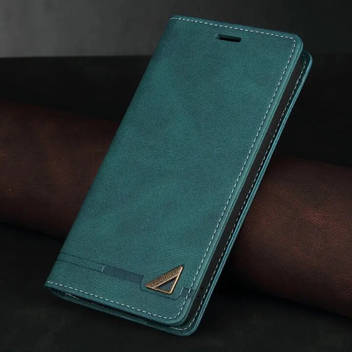 Чехол-книжка из кожи с RFID-защитой и магнитом для Samsung Galaxy S26 Ultra, Синий, Синий, S26 Ultra