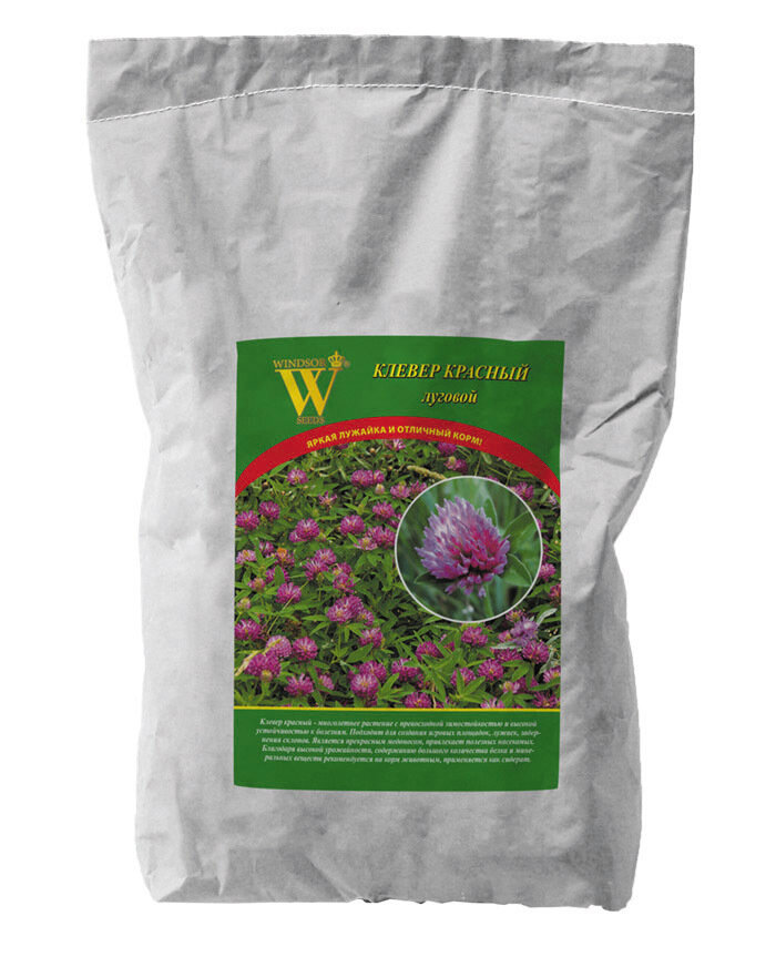 Семена газонных трав Русский Огород "Клевер Красный Глобал", луговой, 3 кг.