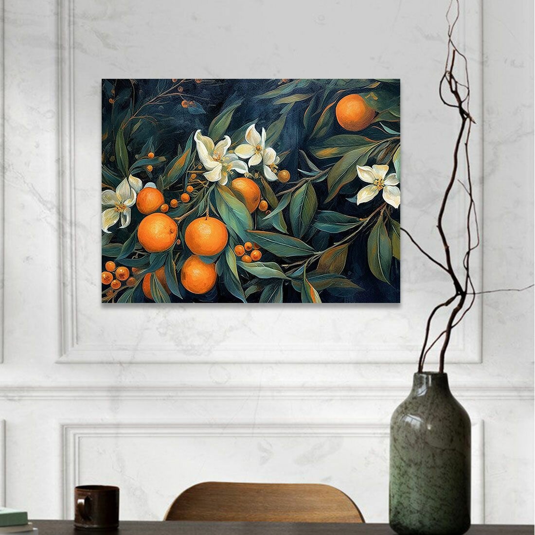 Картины для интерьера 40х60 Апельсины на ветке масло