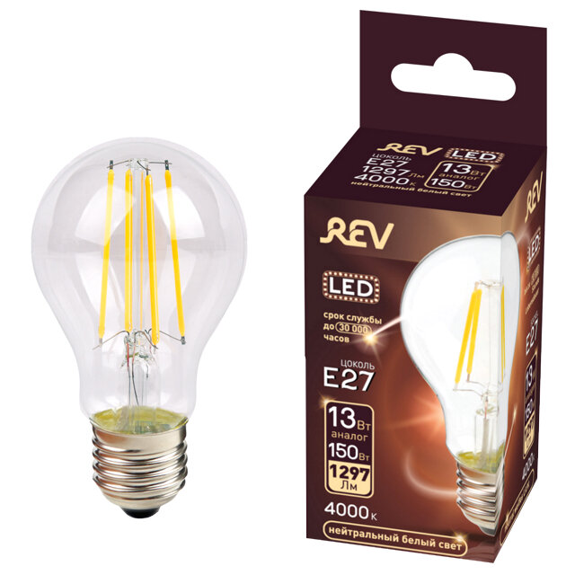 REV FILAMENT Светодиодная грушевидная лампа E27 13Вт 4000K 1260 лм для дома