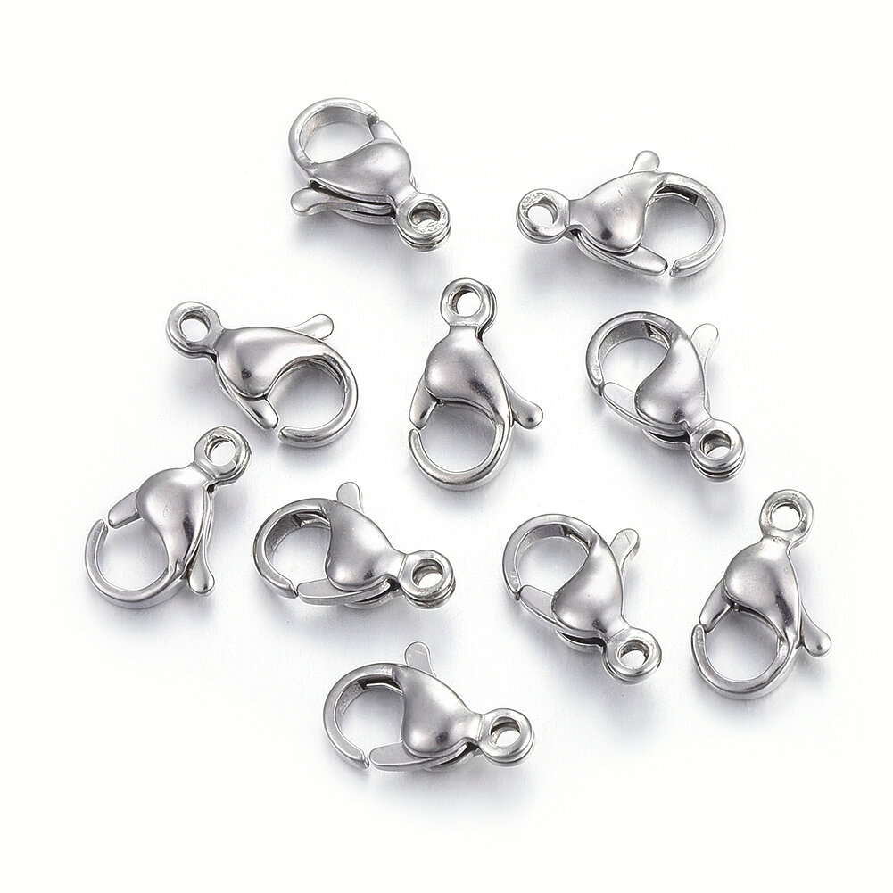 Застежка, 11х6мм, карабин, базовый материал - нержавеющая сталь, без покрытия, 10 шт.