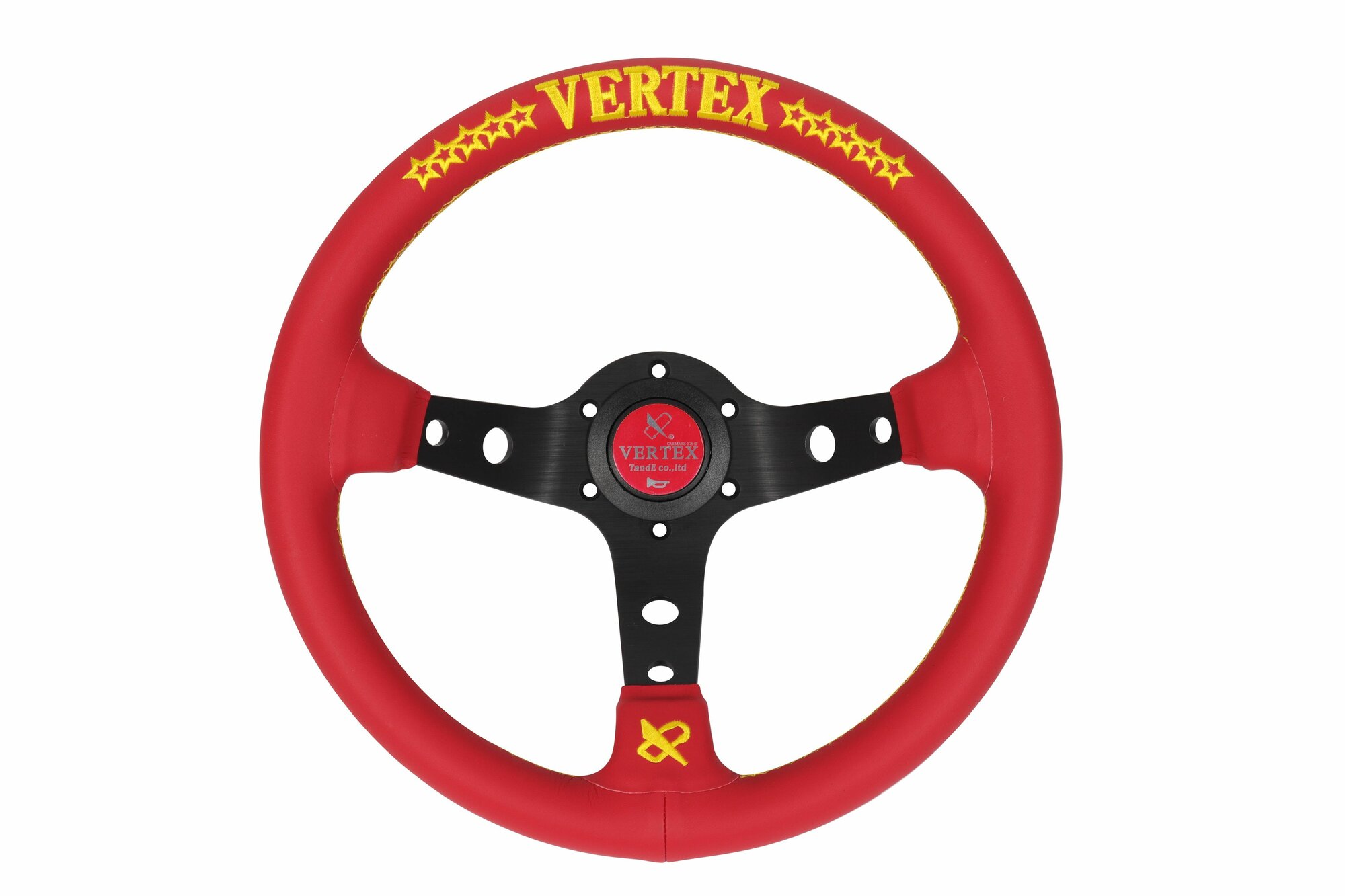 Гоночный руль с вылетом кожа vertex stars red 330 мм