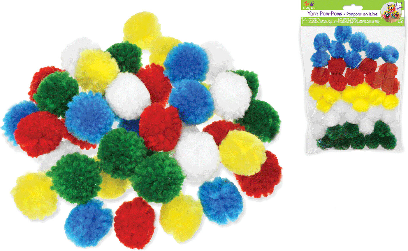 Набор разноцветных помпонов из пряжи (2.5 см, 40 шт.)