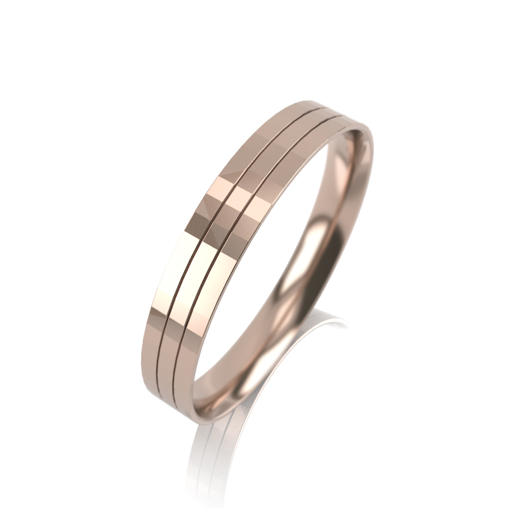 Кольцо обручальное, красное золото, 585 проба