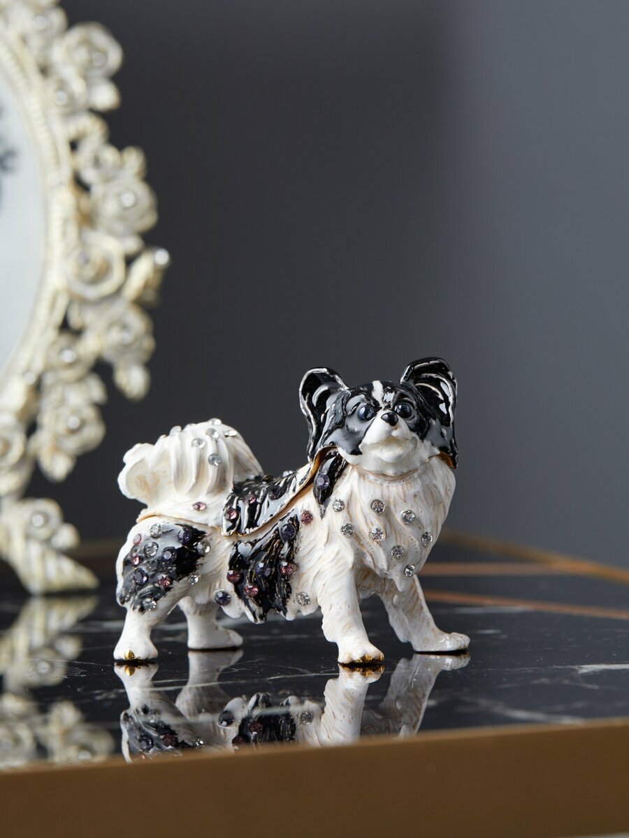 39-078 Шкатулка для драгоценностей со стразами Собачка 6x5x3см, Glasar