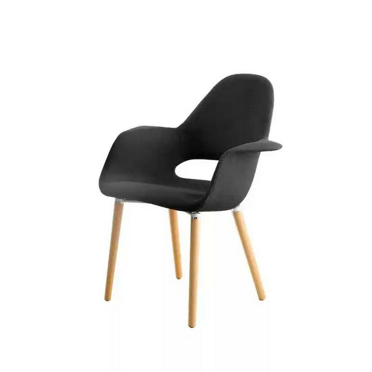 Стул Organic Chair Charles дизайн Eames & Eero Saarinen (темно-серый лен, ножки светлое дерево)