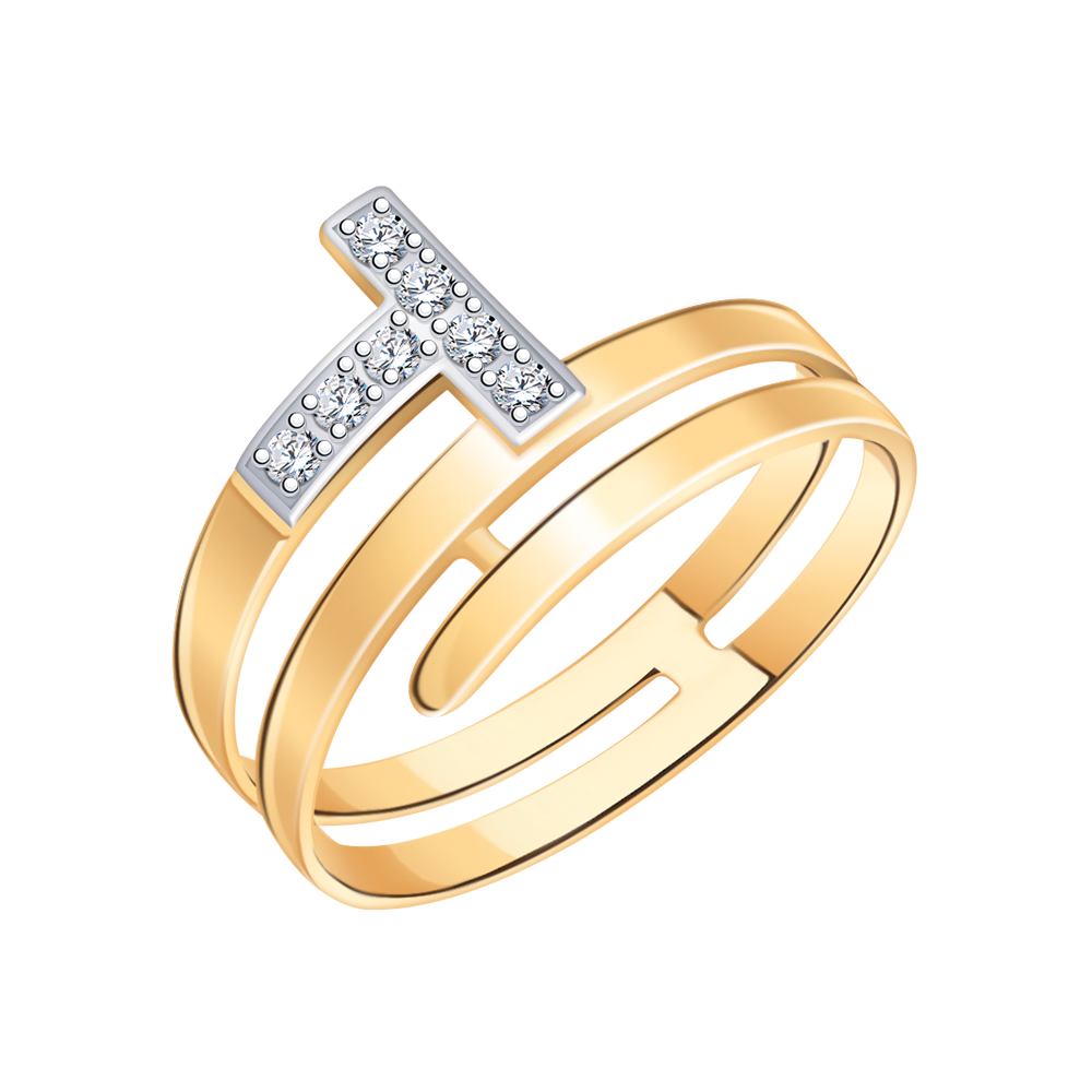 Кольцо, красное золото, 585 проба, фианит