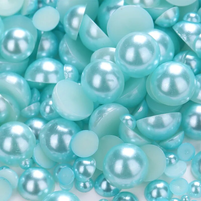 Полукруглые акриловые бусины имитация жемчуга TPSMOC 3-10 мм 10 г Бирюзовый, Z19