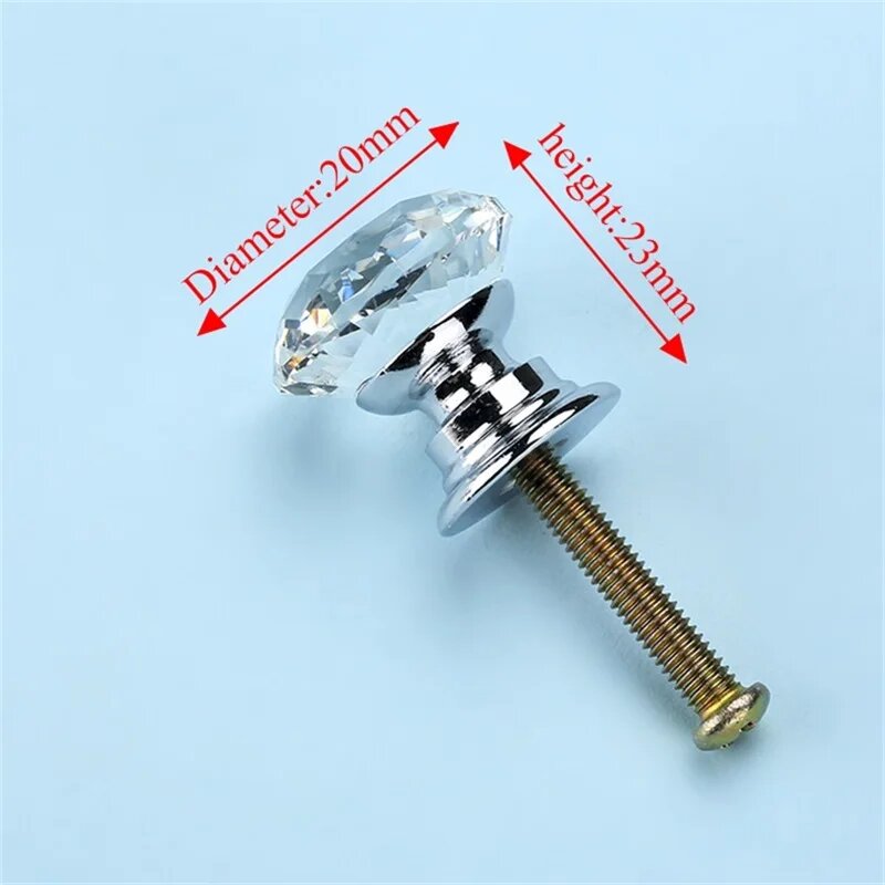 Хрустальные ручки для шкафов 20mm Silver Base