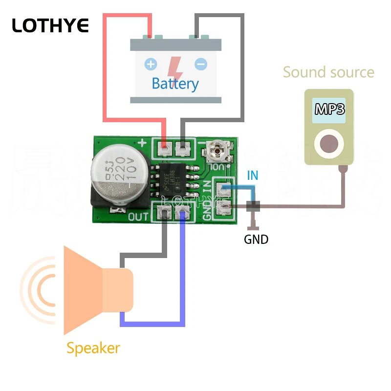 LM386 Мини аудиоусилитель LOTHYE