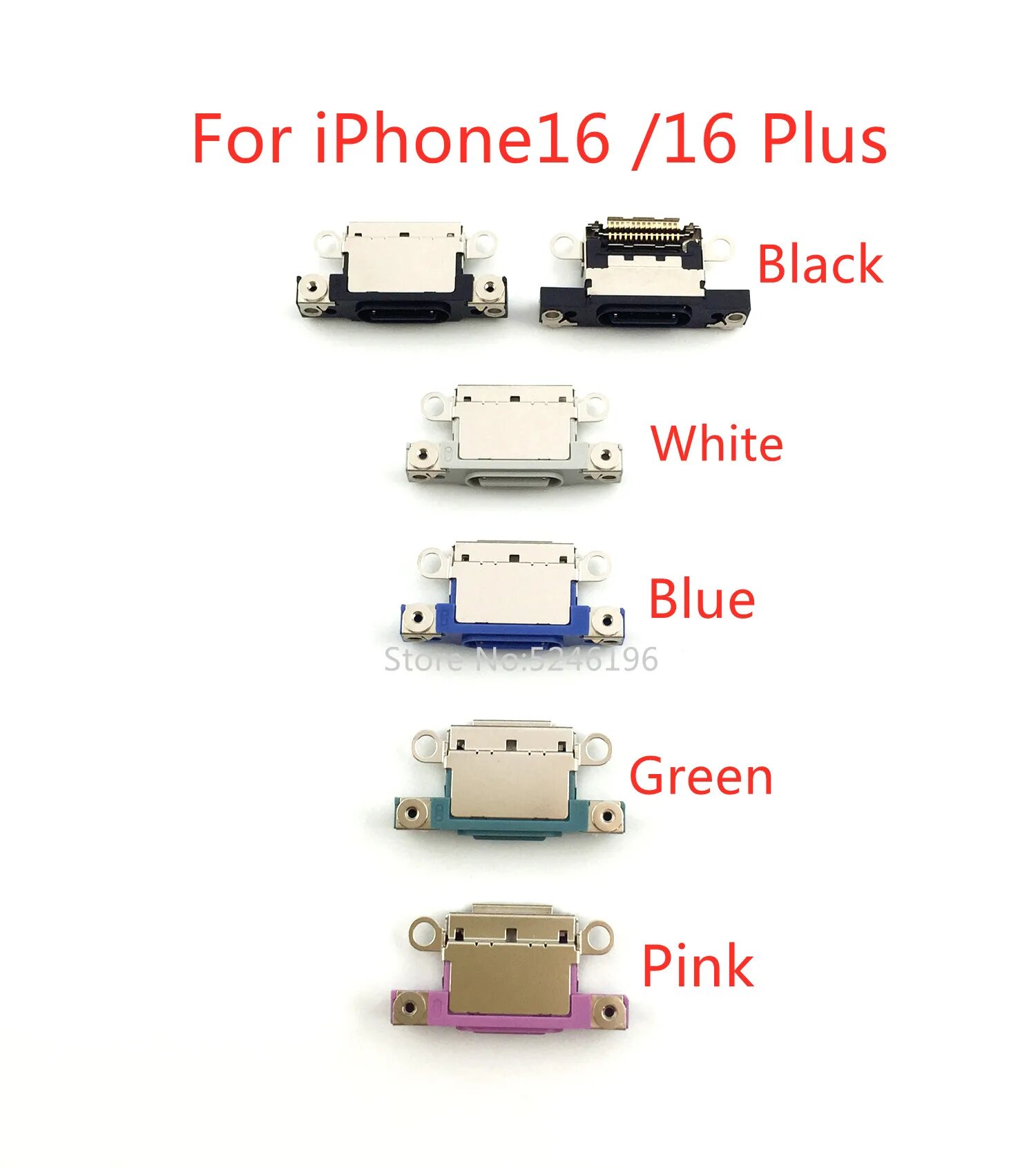 1 шт. новый разъем для зарядки Mini USB Jack для iPhone 16 iPhone 16 Plus iPhone 16 Pro iPhone 16 Pro max Замена детали 16 16 Plus Black