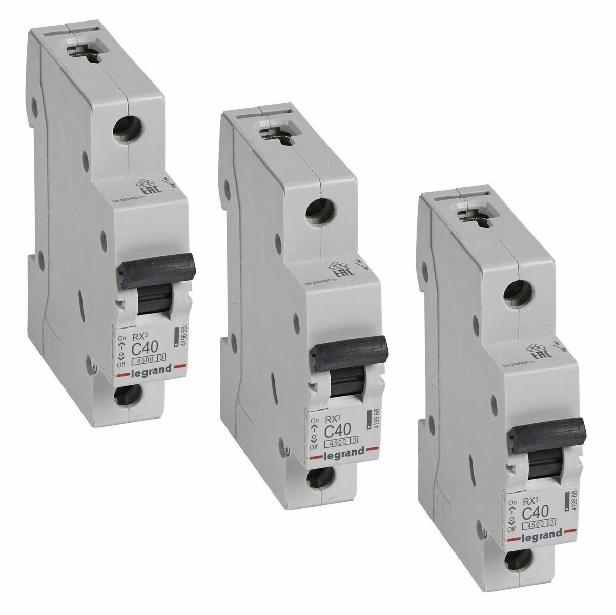 Выключатель автоматический однополюсный Legrand RX3 4,5 кА C 40А 419668 3 штуки