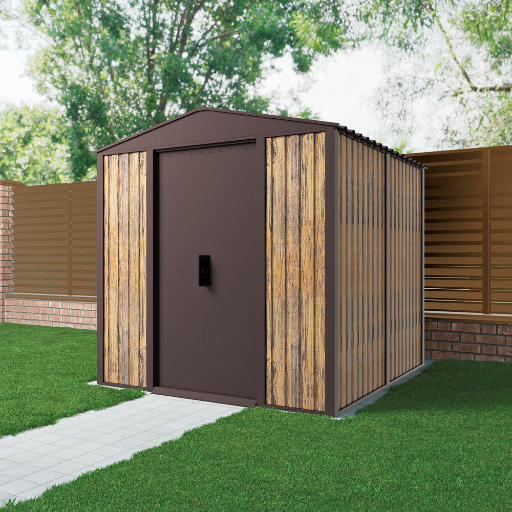 Хозблок для дачи из металла под дерево (2,1 х 2,2 х 2,08 м), золотистый дуб+8017