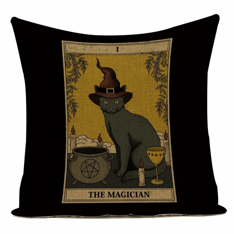 Наволочка "The Magician" с котом, черный, L2281-11