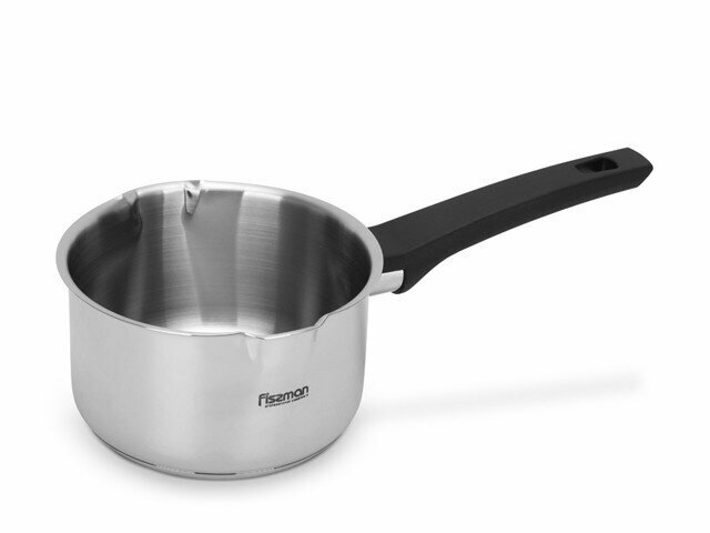 5236 FISSMAN Ковш DIONE 1,2л / 14x8 см без крышки (нерж. сталь) Ручка-бакелит; Индукция; Термоаккумулирующее многослойное дно.