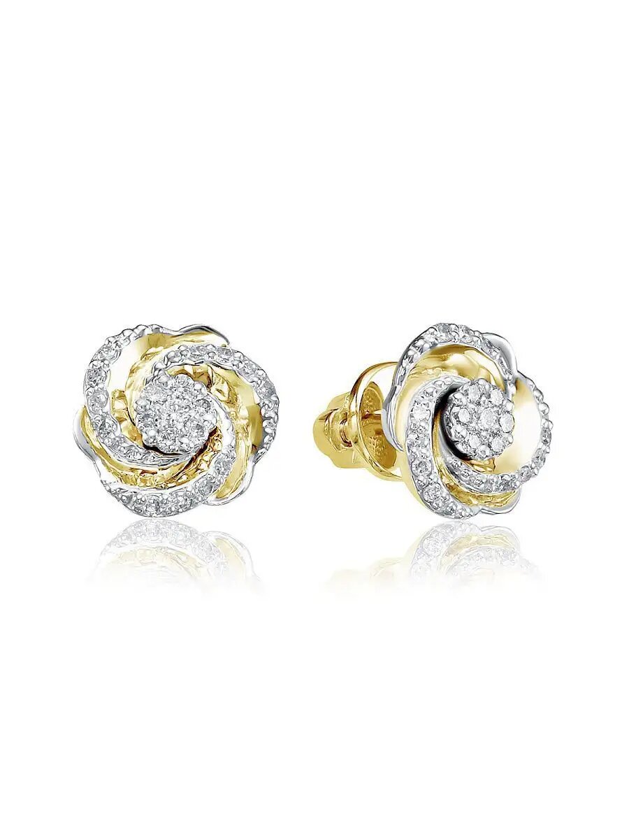 Серьги пусеты, 585 проба, бриллиант