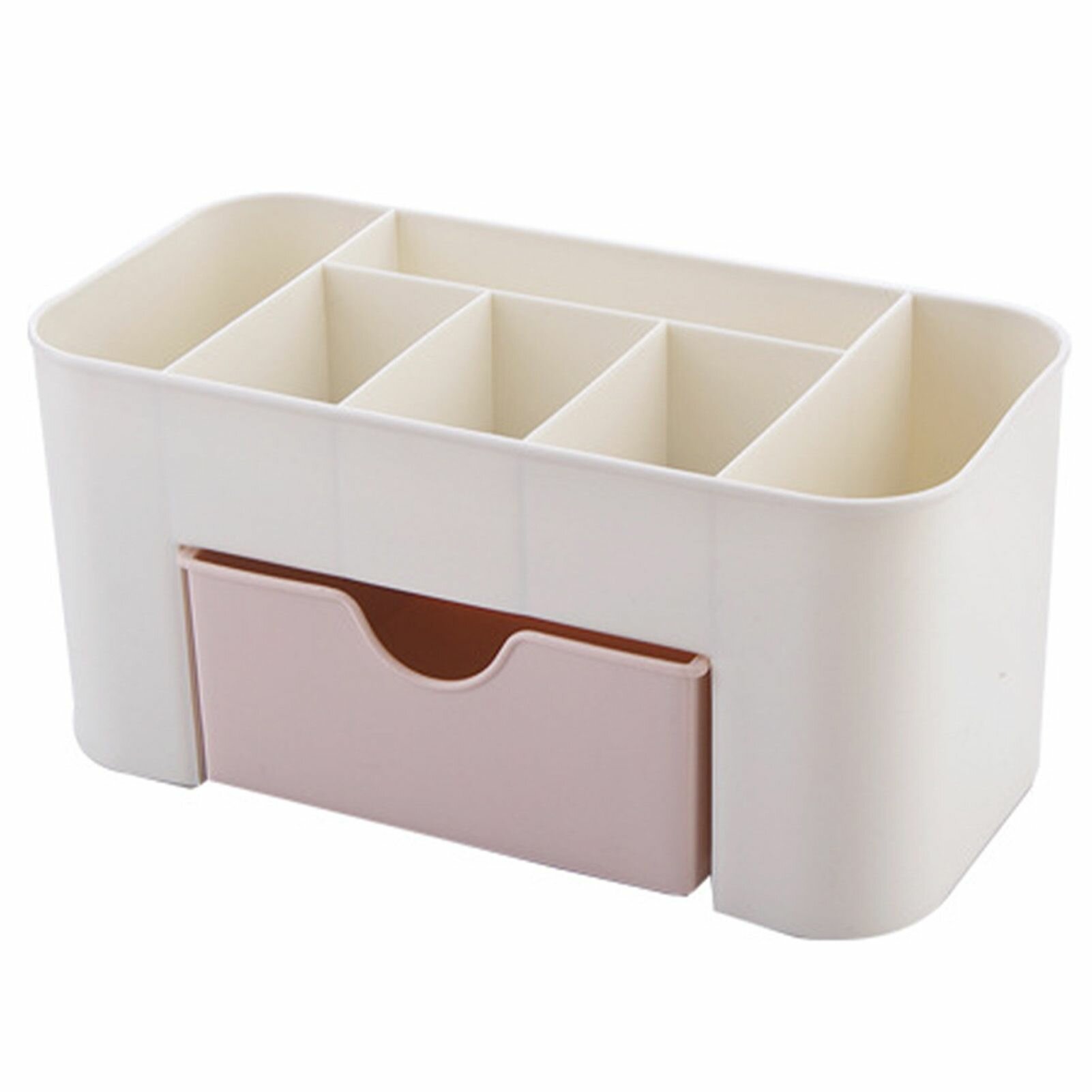 Косметический органайзер для макияжа PP Многофункциональный органайзер для стола для макияжа с 6 отделениями и ящиком Розовый