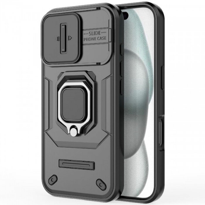 Transformer Ring Holder Противоударный чехол с кольцом и шторкой камеры для iPhone 16