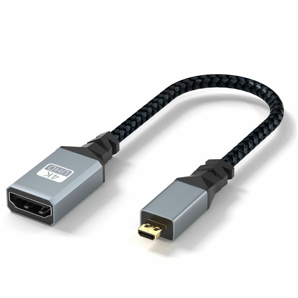 USB-концентратор, HDMI женский к Micro HDMI мужскому видео кабель 4K прямой металлический, 1 шт.