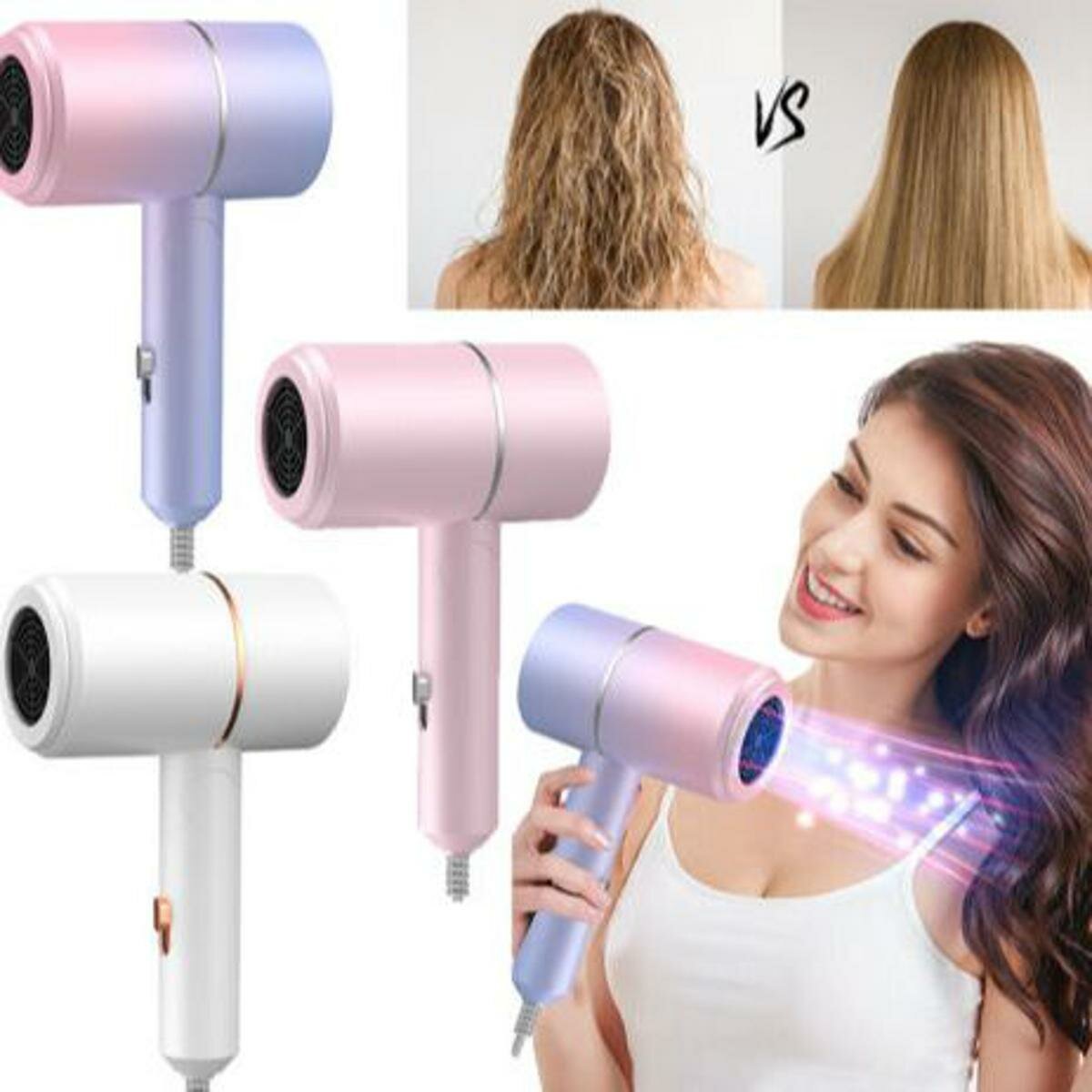 Профессиональный мини складной дорожный фен мощностью 1000 Вт с подогревом и охлаждением (-)