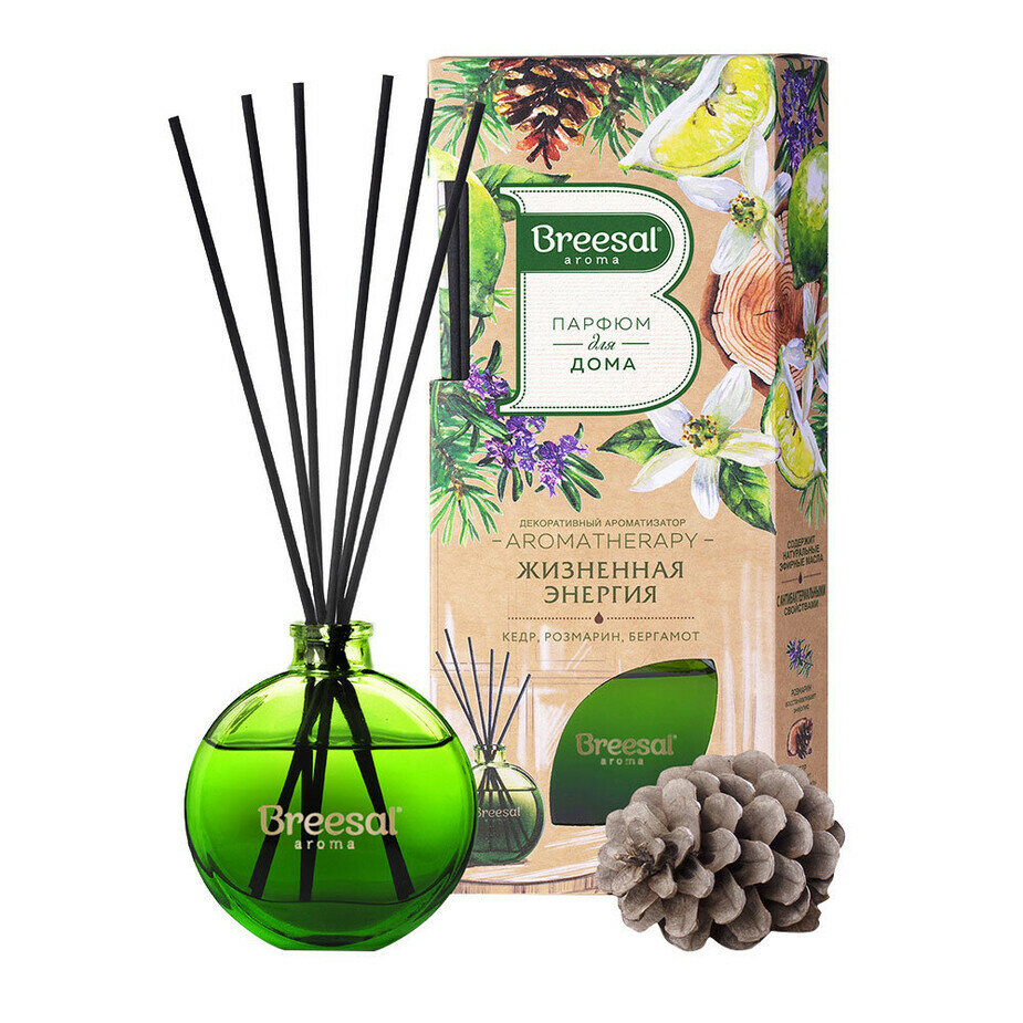 Аромадиффузор с палочками Breesal AromathErapy Жизненная энергия 70 мл