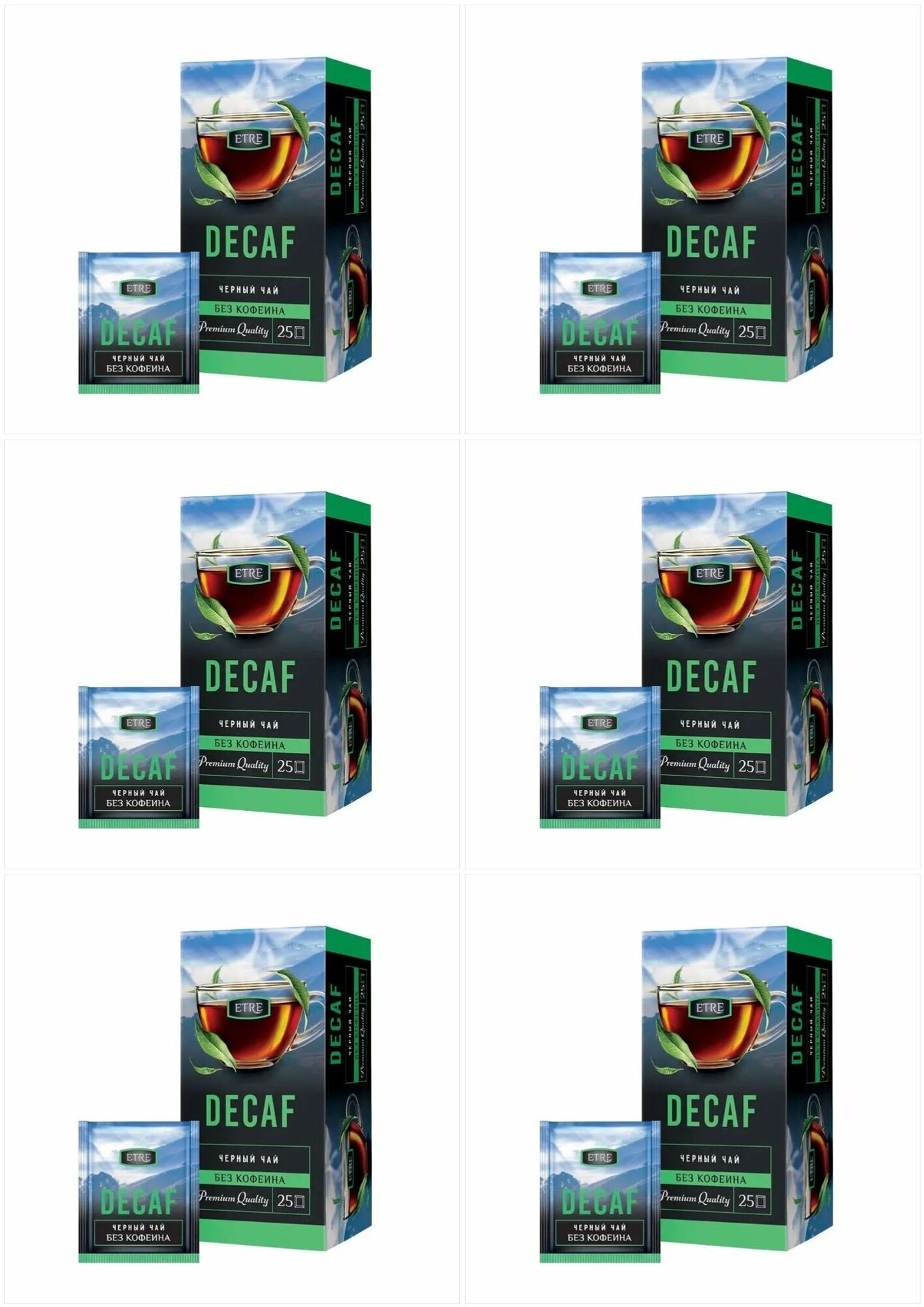 ETRE Черный чай Decaf, Без кофеина, 45 г - 6 шт