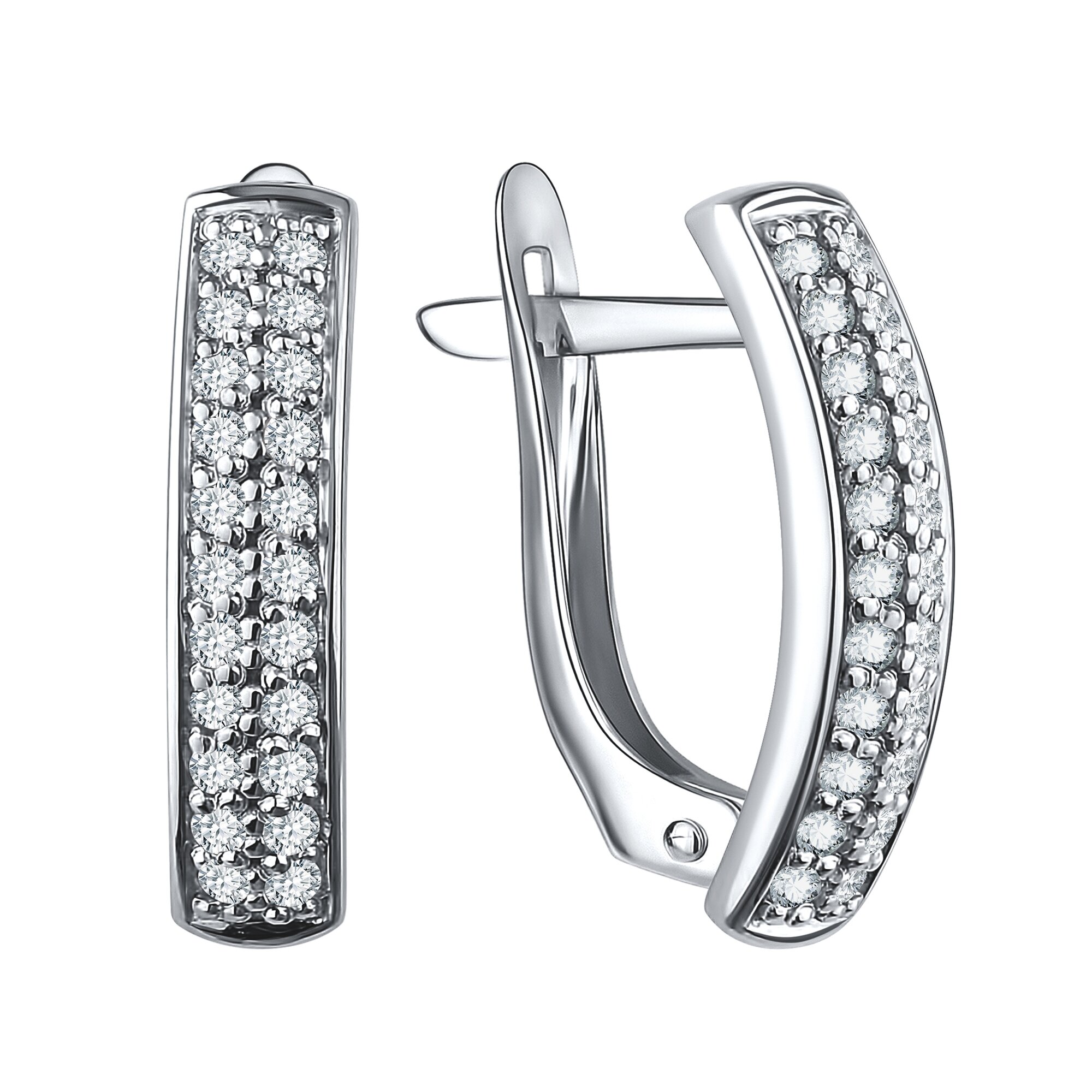 Серьги, серебро, 925 проба, родирование, фианит