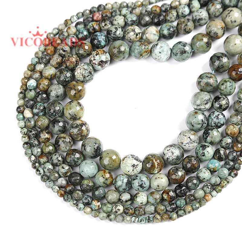 Граненая африканская бирюза Verkadebeads, круглые бусины 16", 4-12 мм 4mm about 91pcs