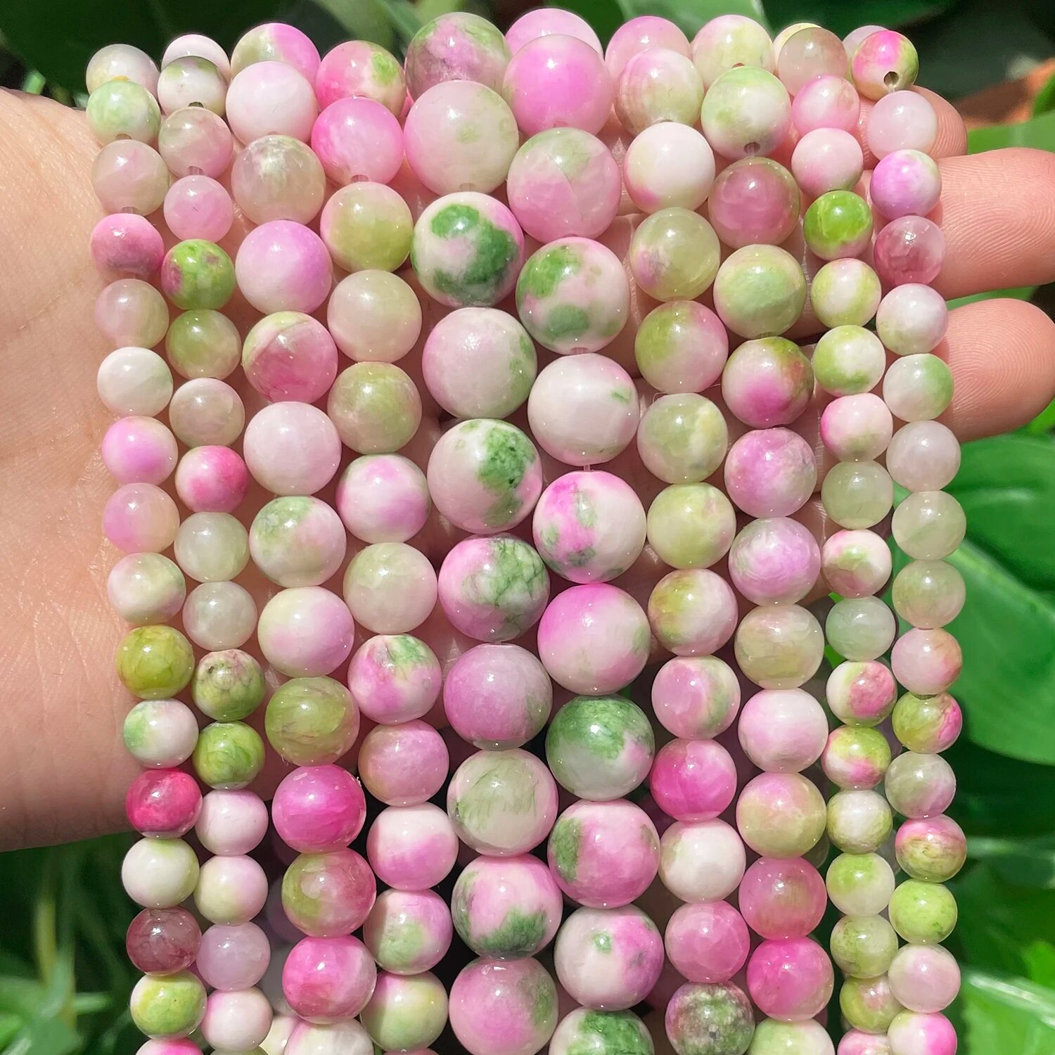 Бусины из персидского нефрита xilitata 61 шт. 6mm (approx 61pcs), pink green white